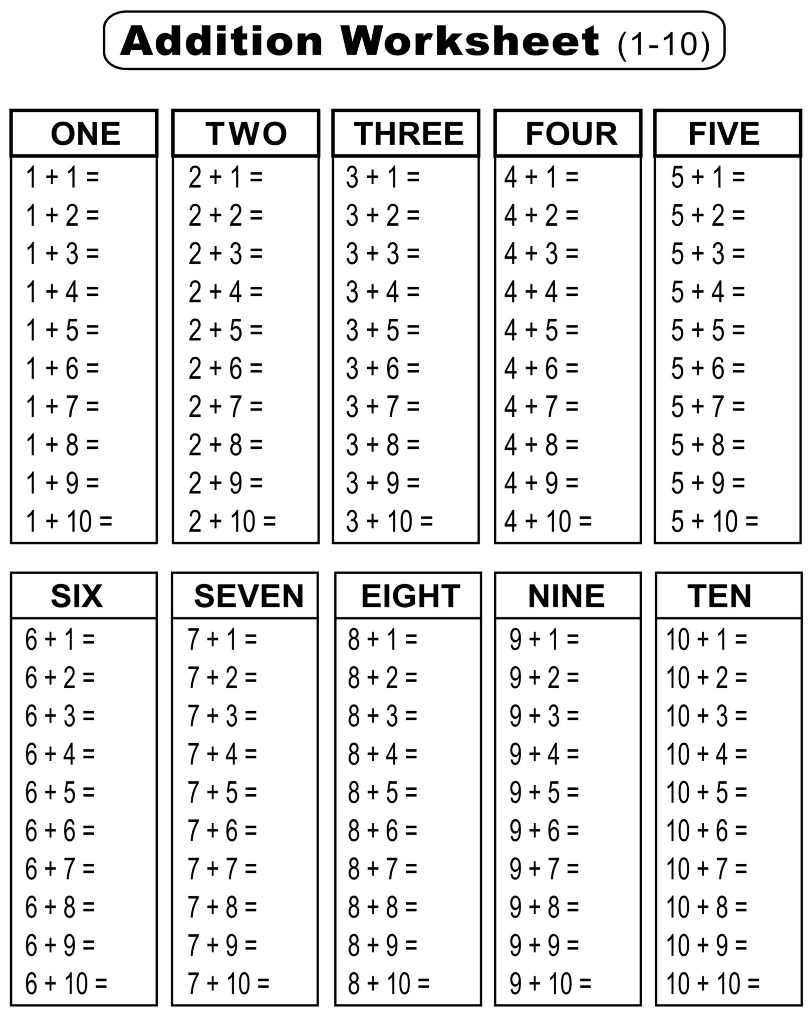 Free Printable Addition Worksheets: Various Styles for Effective ...